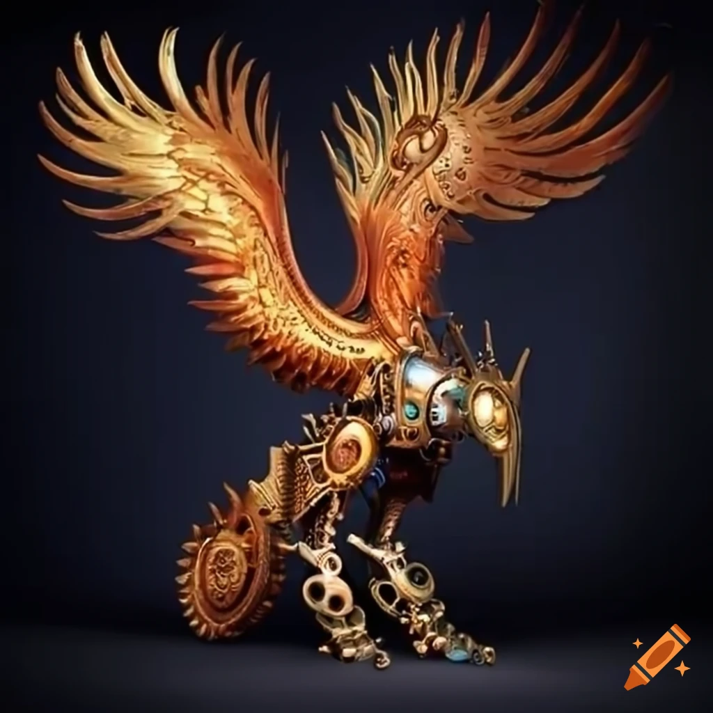 Steampunk robotic phoenix on Craiyon