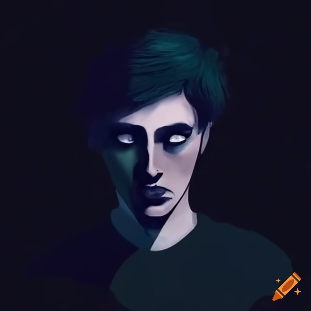 Anxious man with dark eyes and a sense of foreboding on Craiyon