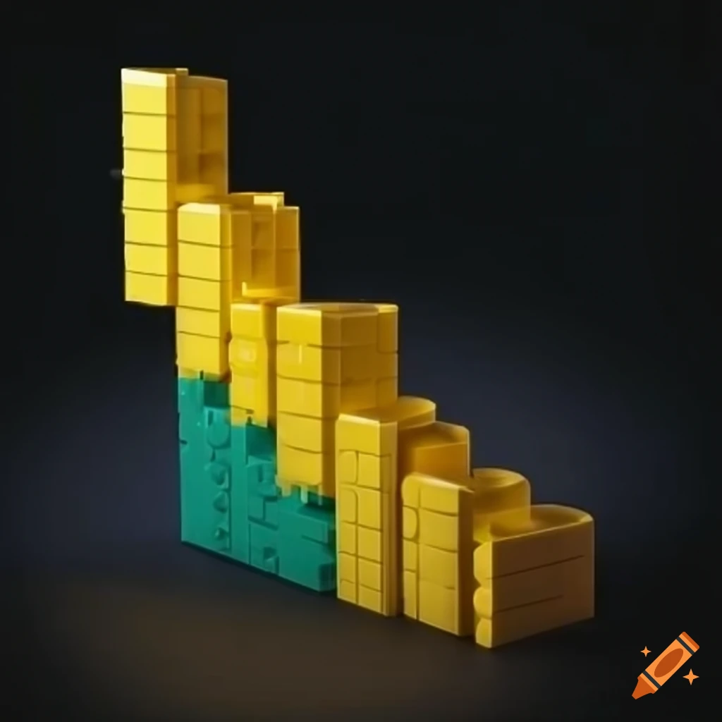 Hand building stairs with yellow legos on black background on Craiyon