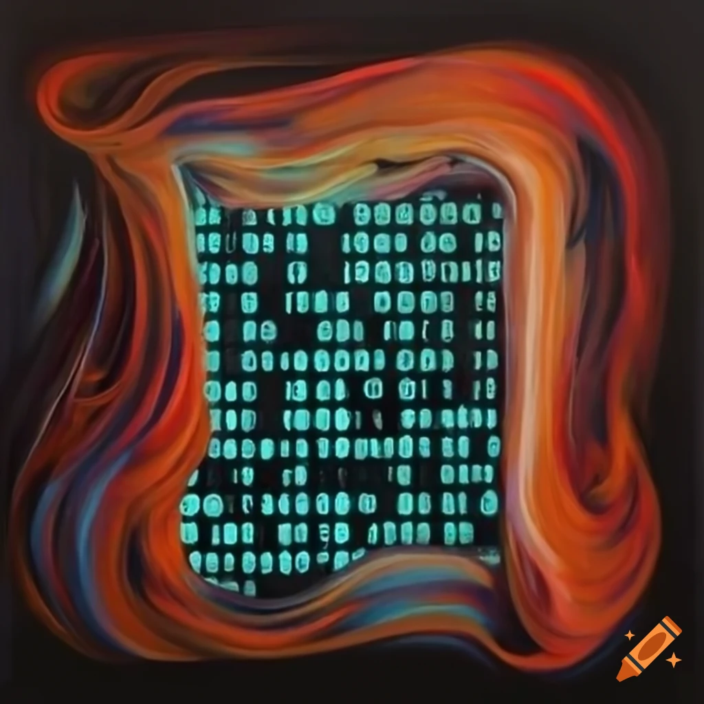 Painting of binary numbers and machine code on Craiyon