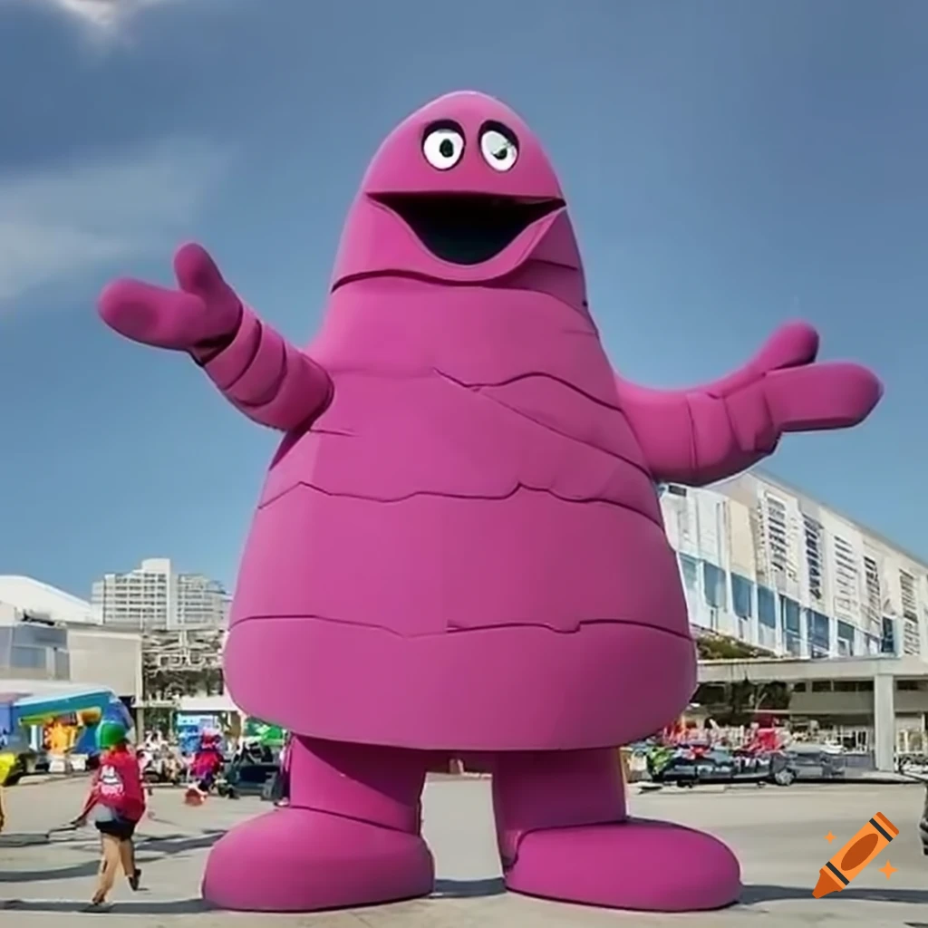 Grimace from mcdonald's as a giant monster terrorizing the city on Craiyon