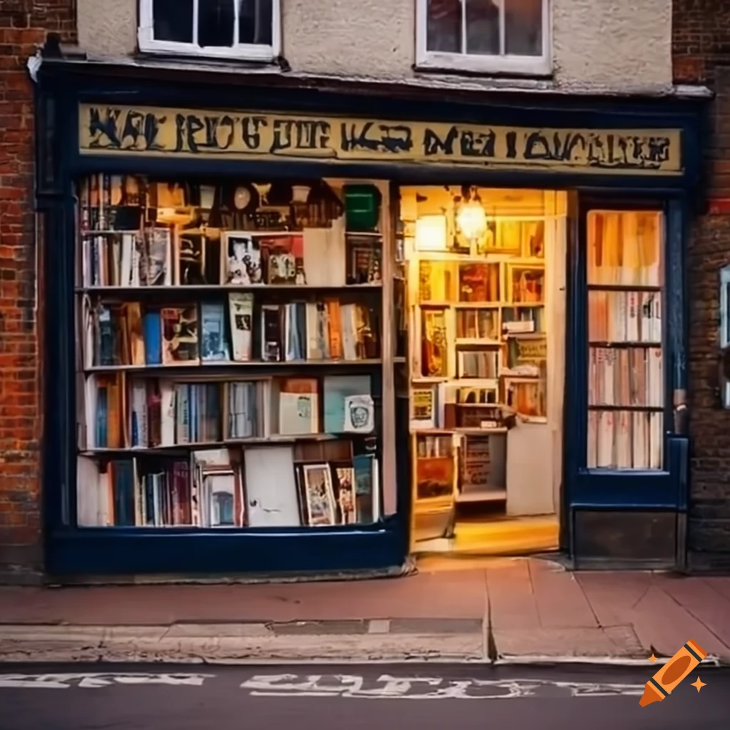 Charming traditional English village storefront bookshop with a cozy ...
