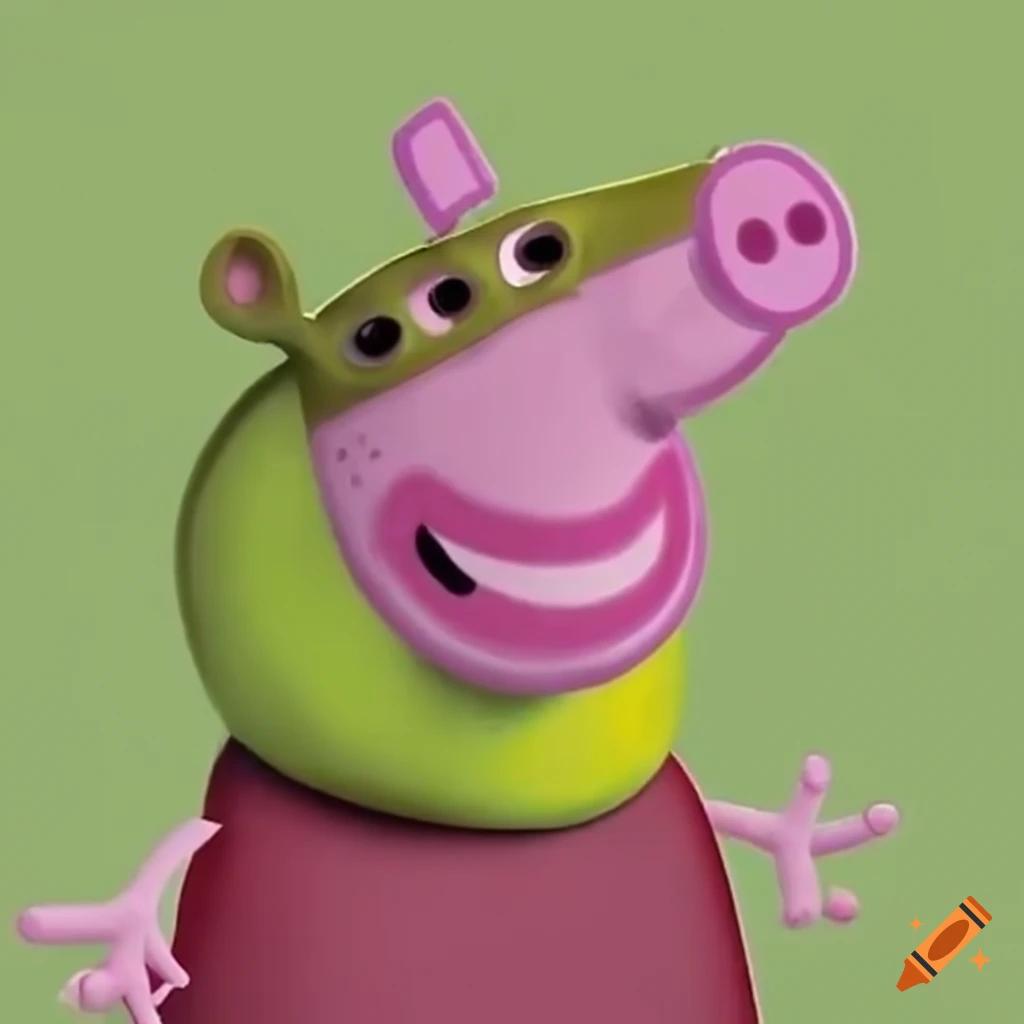 Peppa pig and shrek mashup artwork on Craiyon