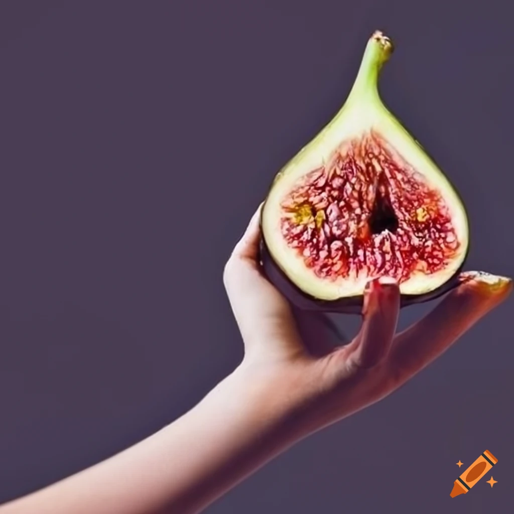 Hand holding a fig on Craiyon