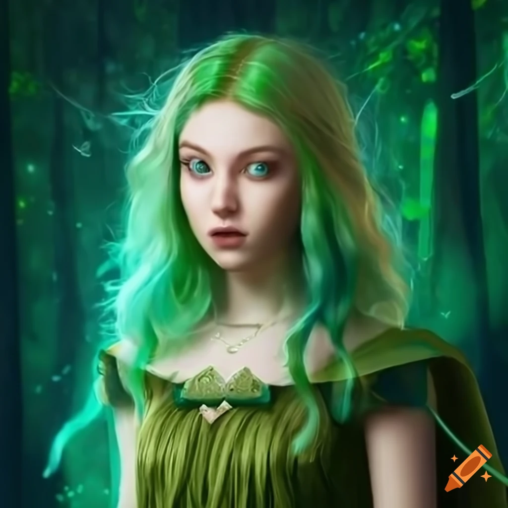 Forest elf girl with light and teleportation powers and greenish blond ...