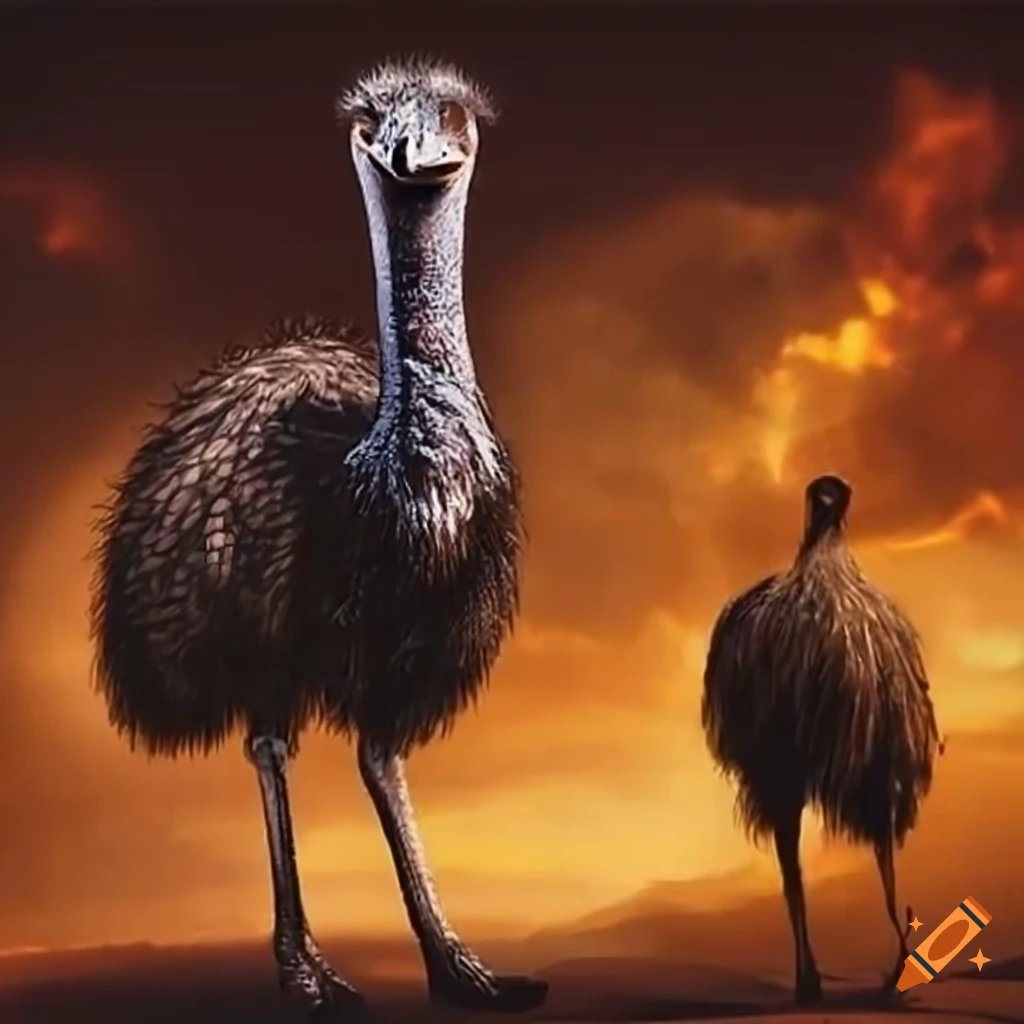 Historical illustration of the great emu war on Craiyon