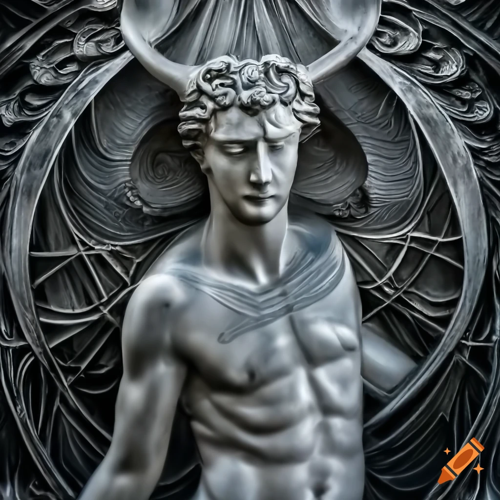 Art nouveau-inspired black marble sculpture of lucifer on Craiyon