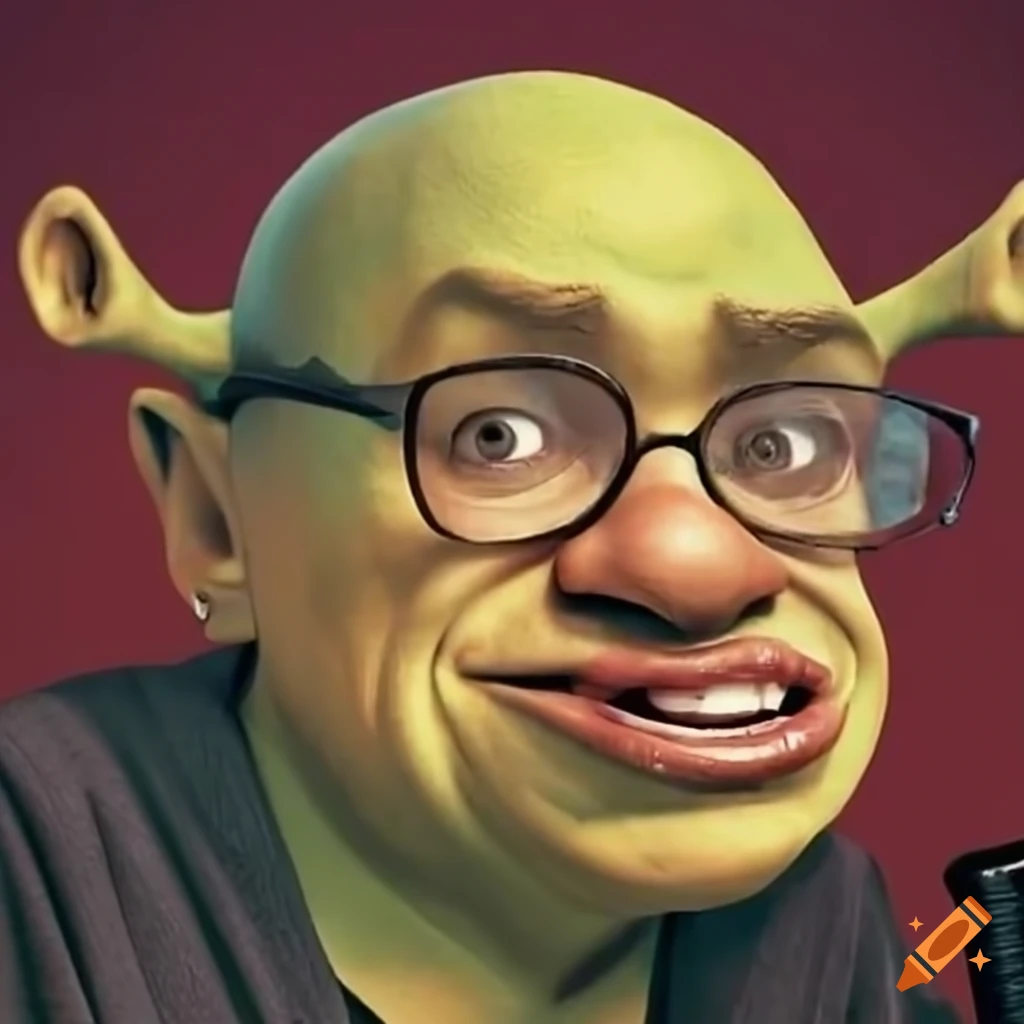 Humorous mashup of Stephen Hawking and Shrek characters on Craiyon
