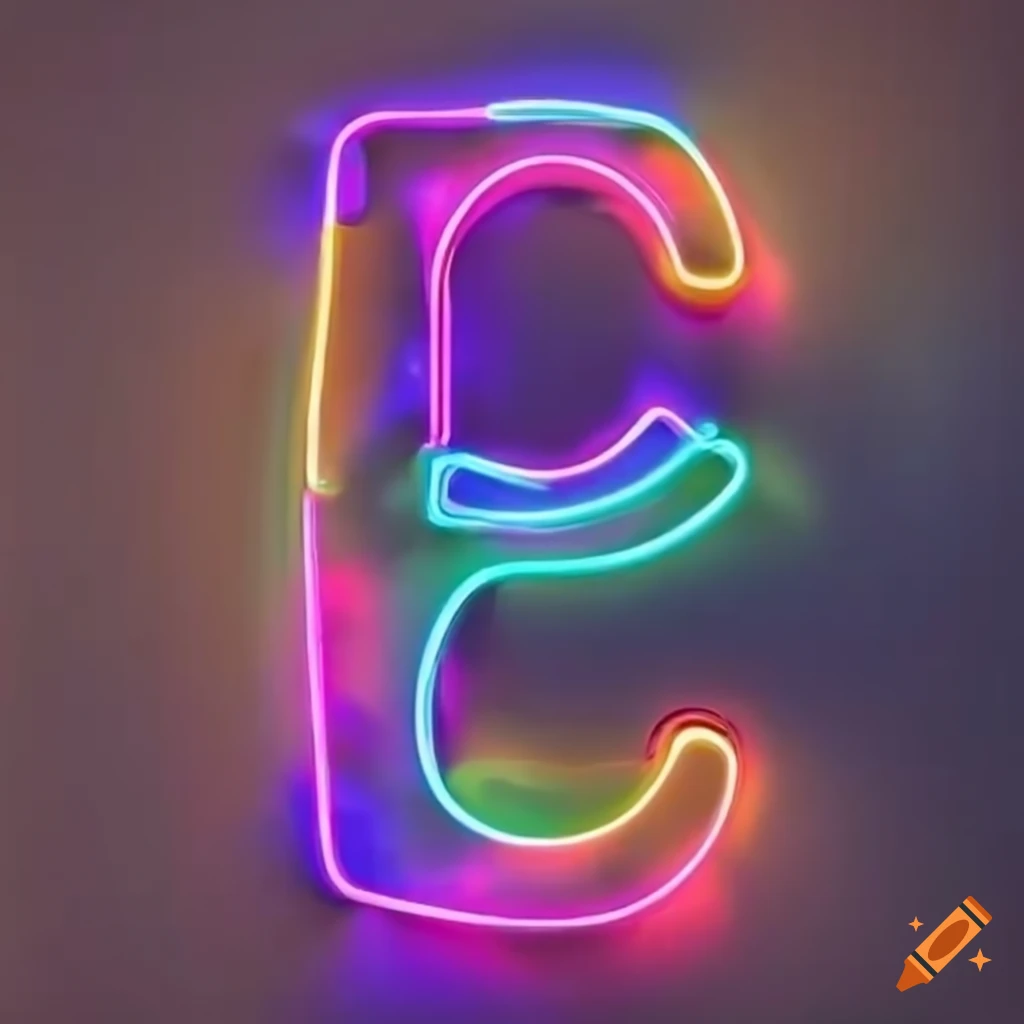 Glowing neon letter 'c' in vibrant colors on Craiyon