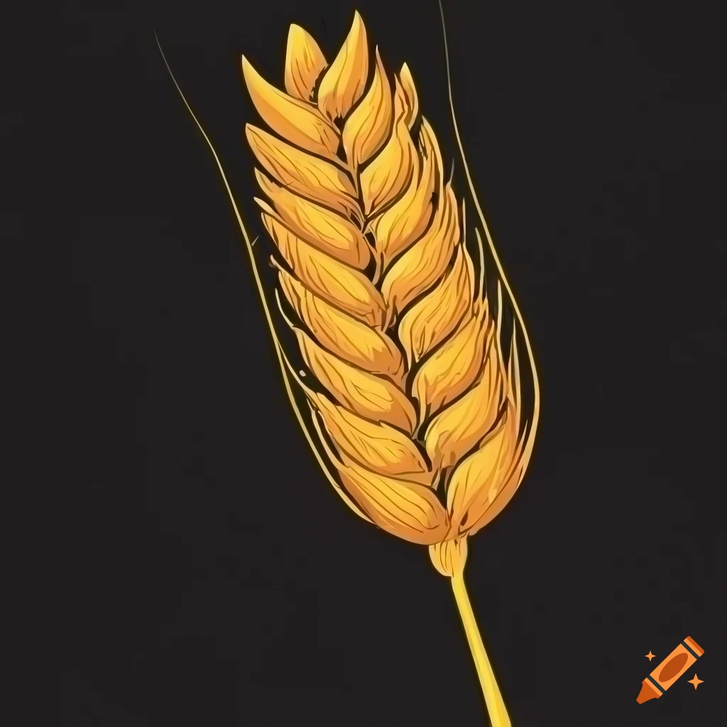 Cartoon wheat vector on black background on Craiyon