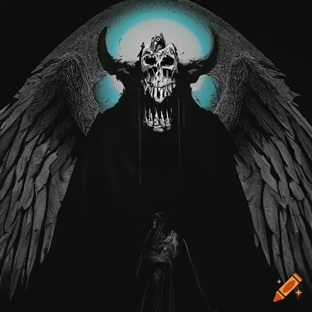 Black and green horned demonic angel apostle design inspired by Kentaro ...