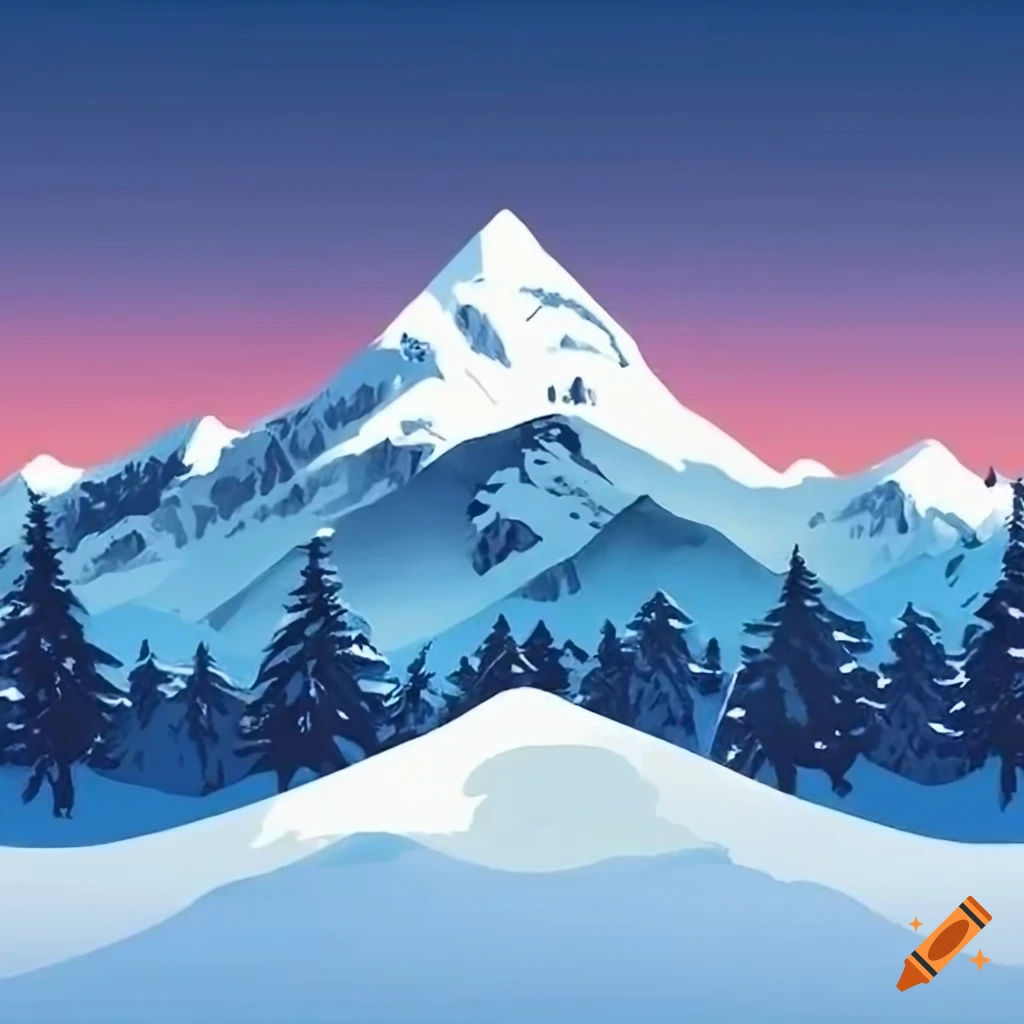 Snowy mountain landscape design on Craiyon