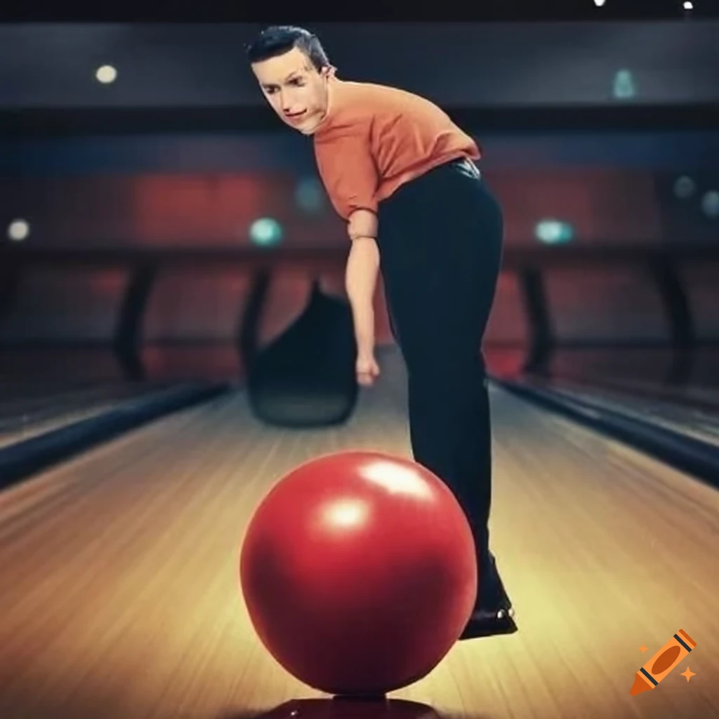 1950s style magazine ad of a man bowling on a bowling lane on Craiyon