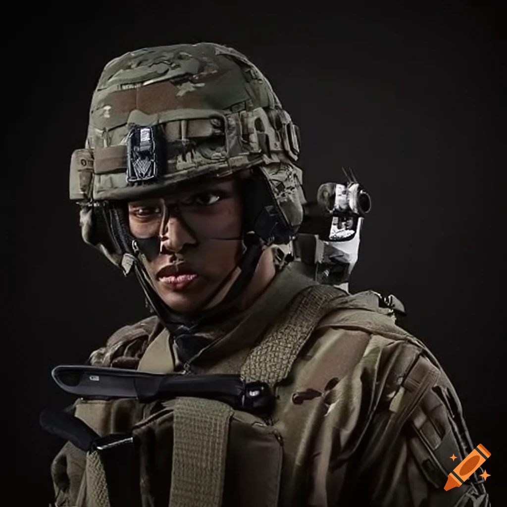 Equipment effort. infantry carrying advanced gear on Craiyon