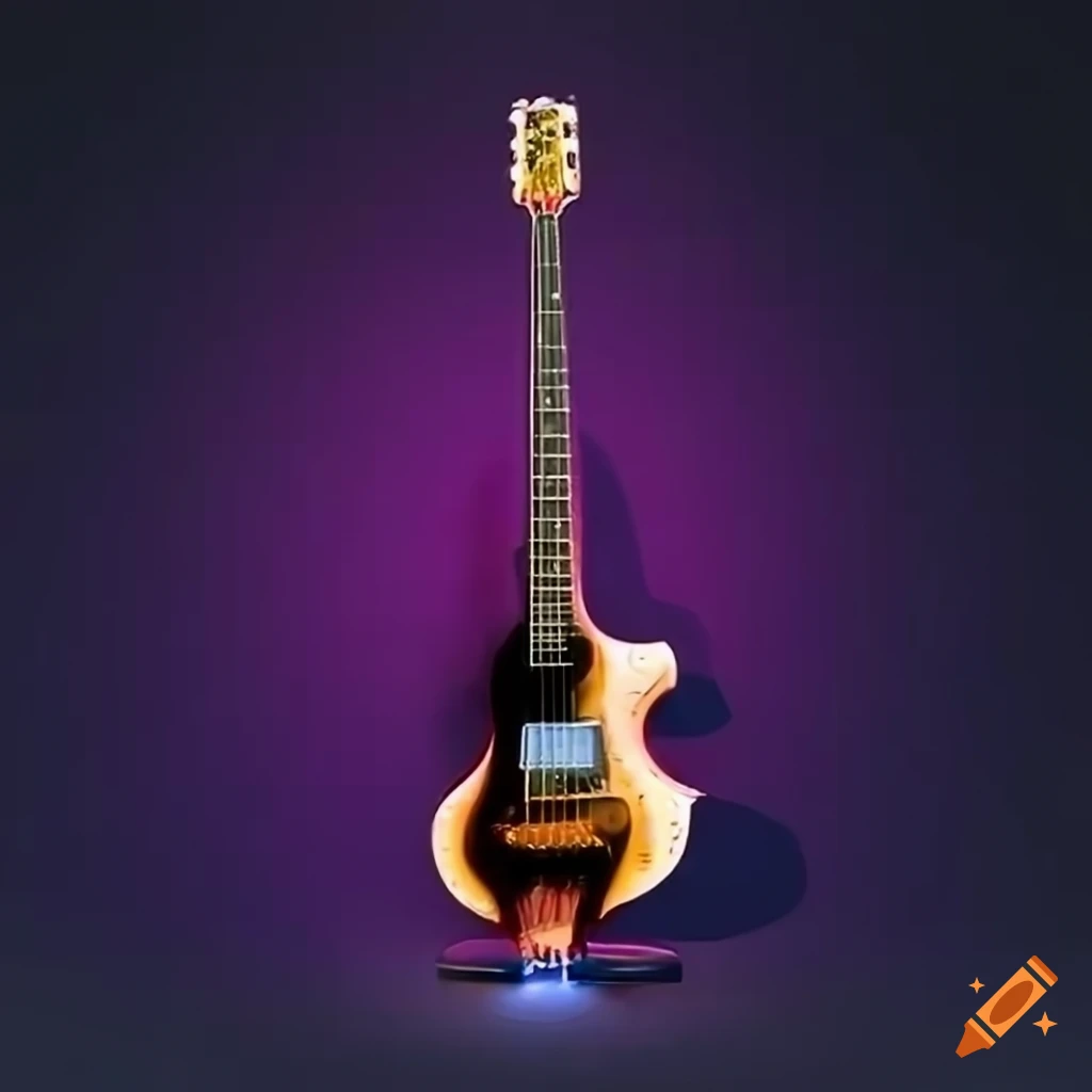 Anime-style android silhouette playing bass in neon cyber setting on ...