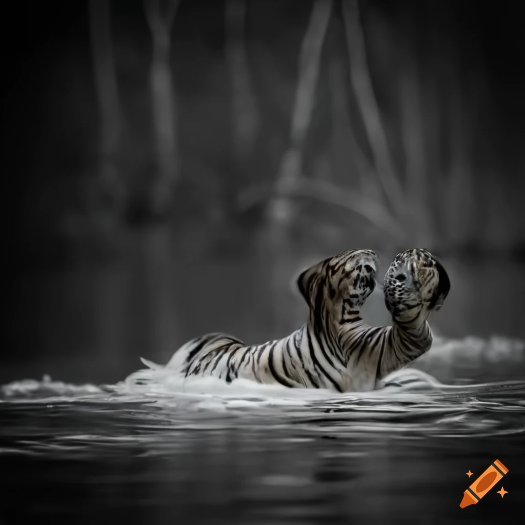 Tiger fishing on Craiyon