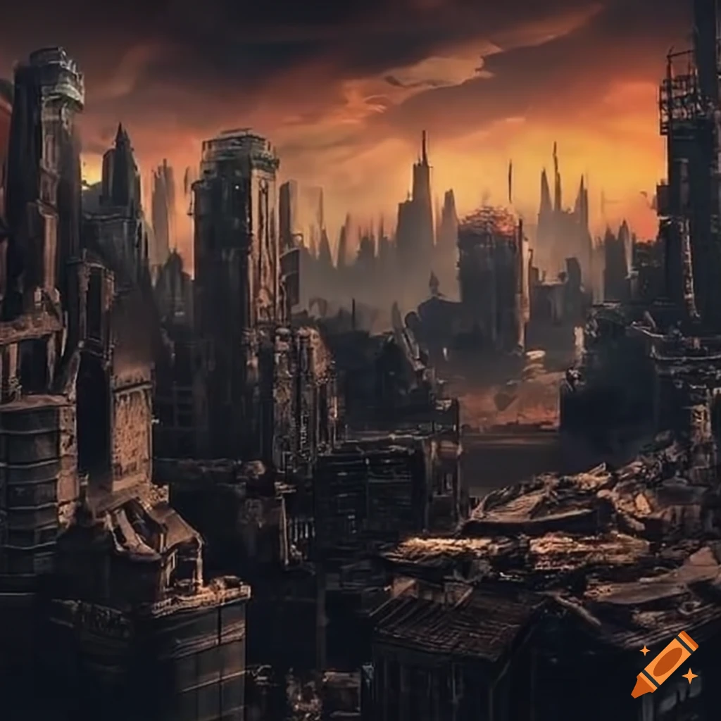 Apocalyptic cityscape on Craiyon