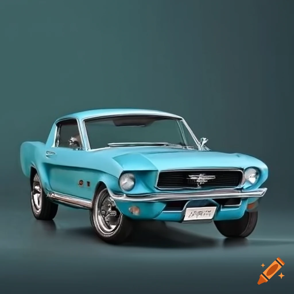 Sky blue 65 mustang coupe on Craiyon