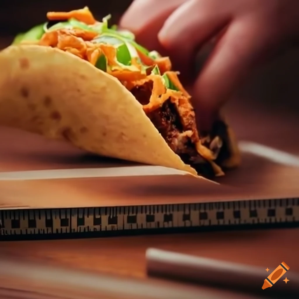 Taco being measured by a ruler on Craiyon