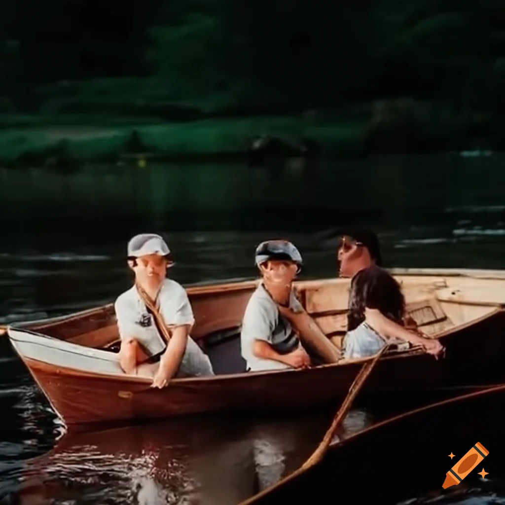 Baseball game played in water with teams in row boats on Craiyon