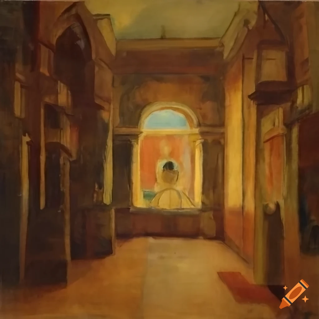 Interior of a historic synagogue on Craiyon