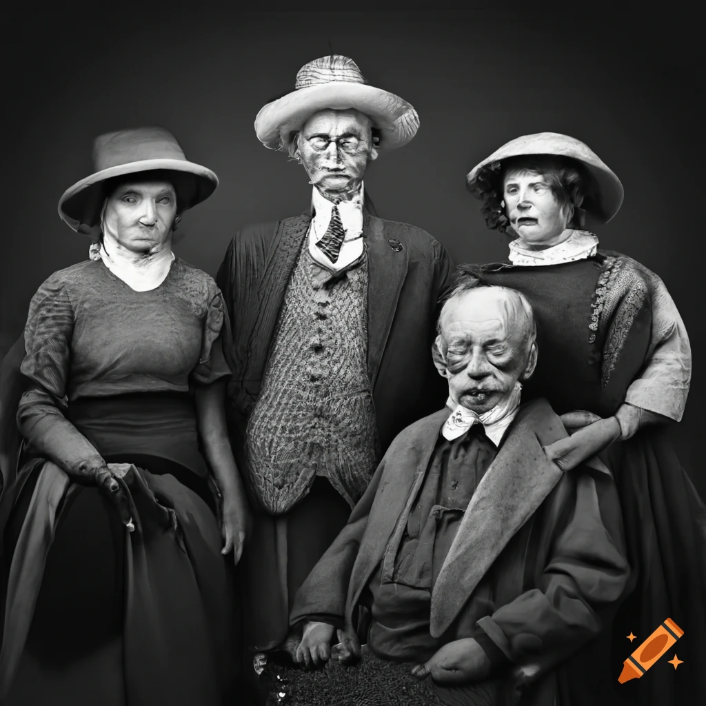 Vintage family portrait from the 1800s with everyone wearing hats on ...