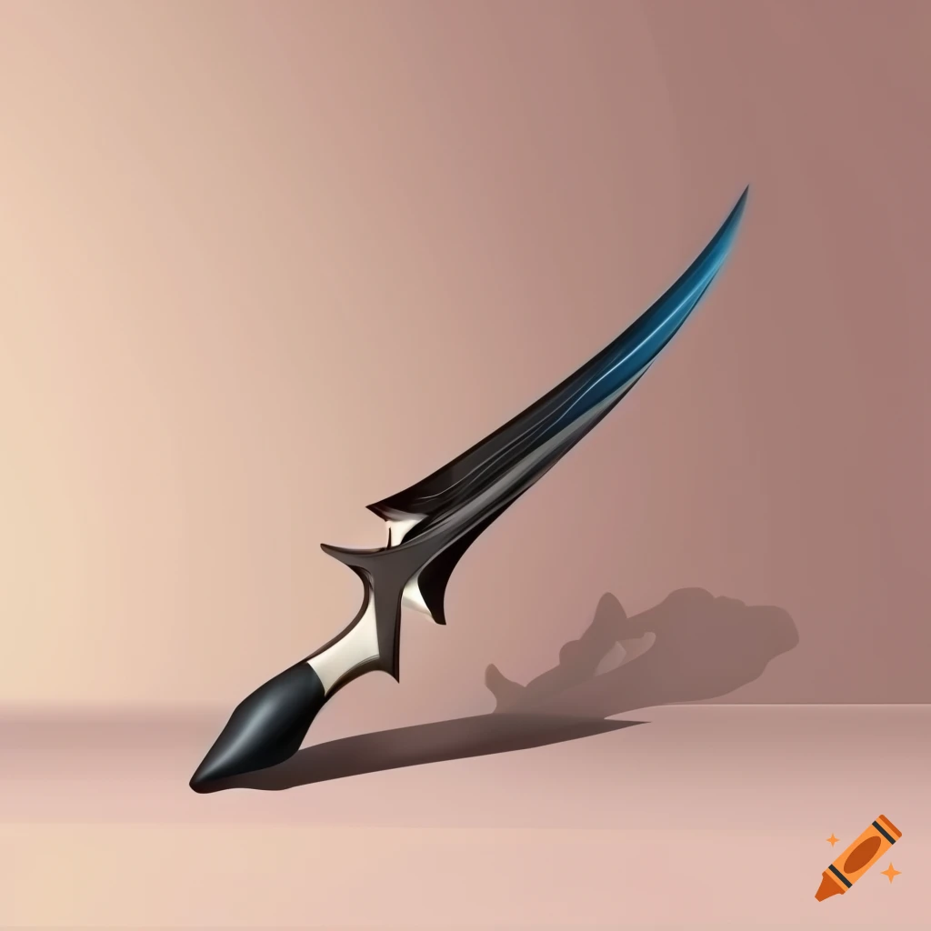 Sleek and futuristic curved dagger on neutral background on Craiyon