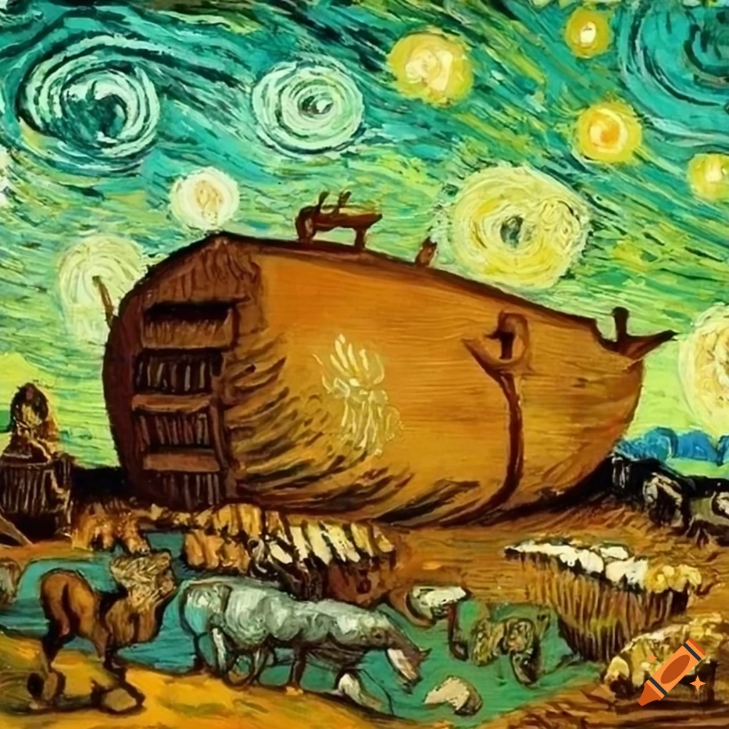 Noah's ark painting by van gogh on Craiyon