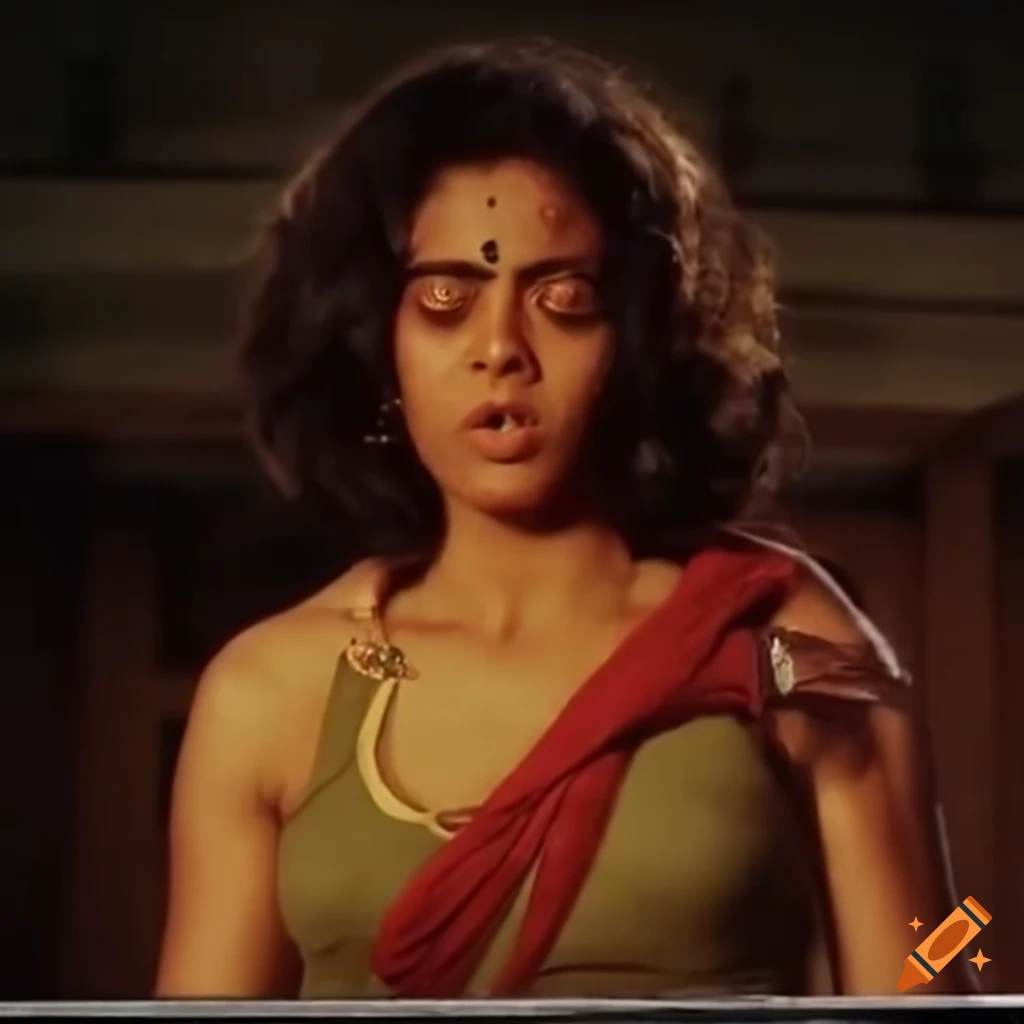 Indian movie fight scene with bruised woman martial fighter on Craiyon