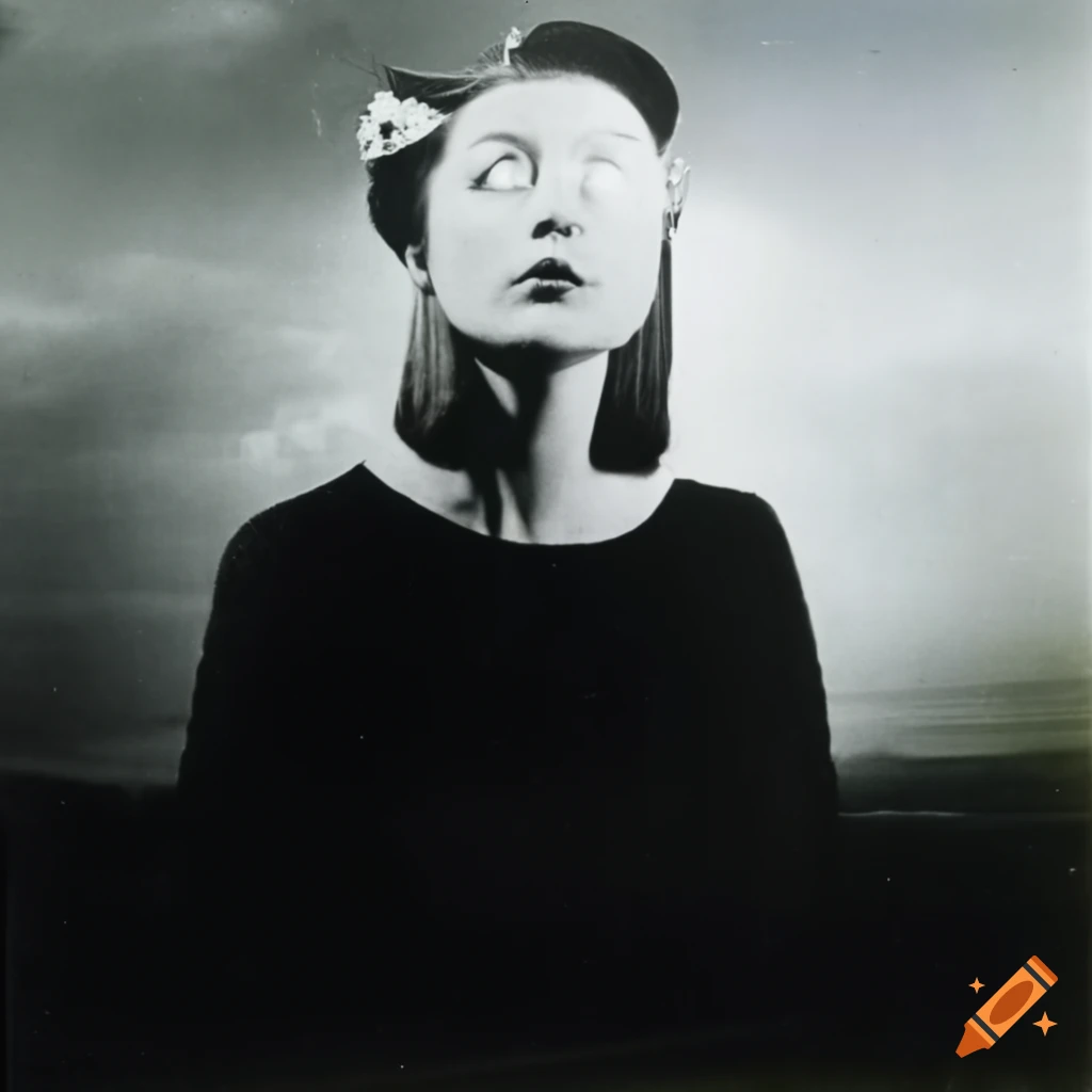 Surreal vintage photo of a female artist with dadaism influences on Craiyon