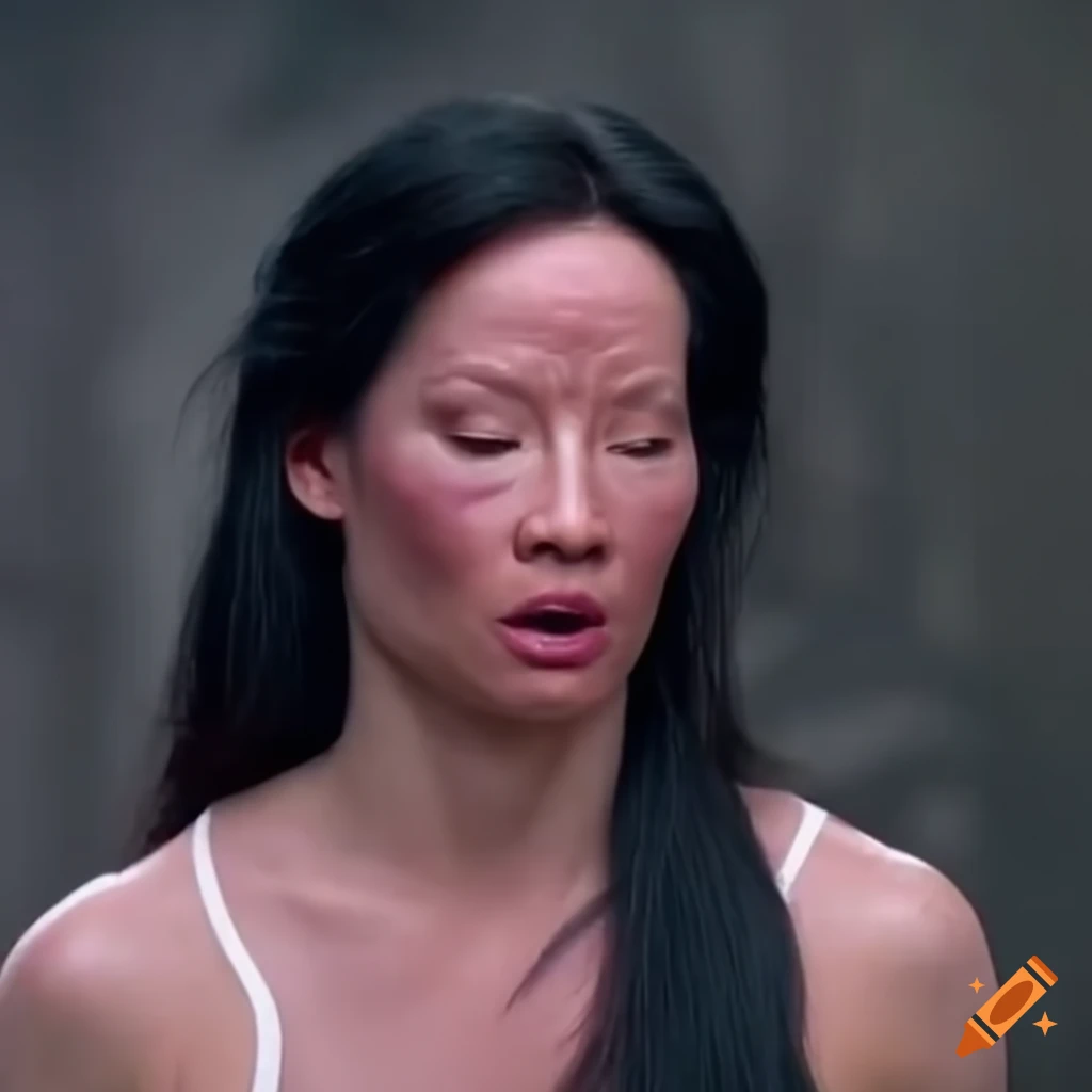Lucy Liu portraying a bruised and dizzied martial fighter in a movie ...