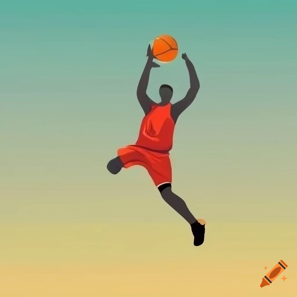Minimalistic vector illustration of a basketball player throwing a ball ...