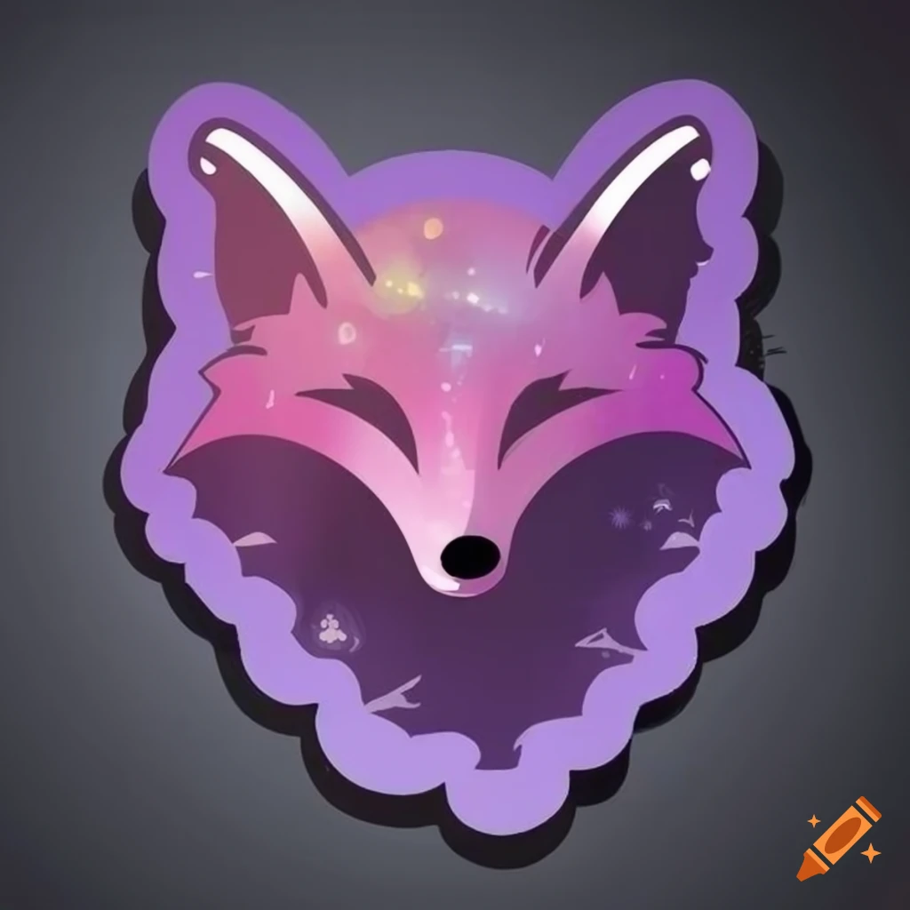 Pastel fox sticker with purple nebula background on Craiyon