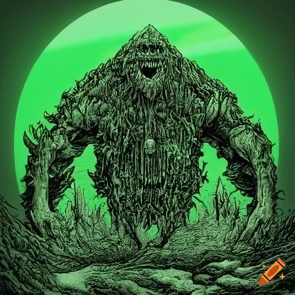 Black and green demonic slime apostle design inspired by kentaro miura ...