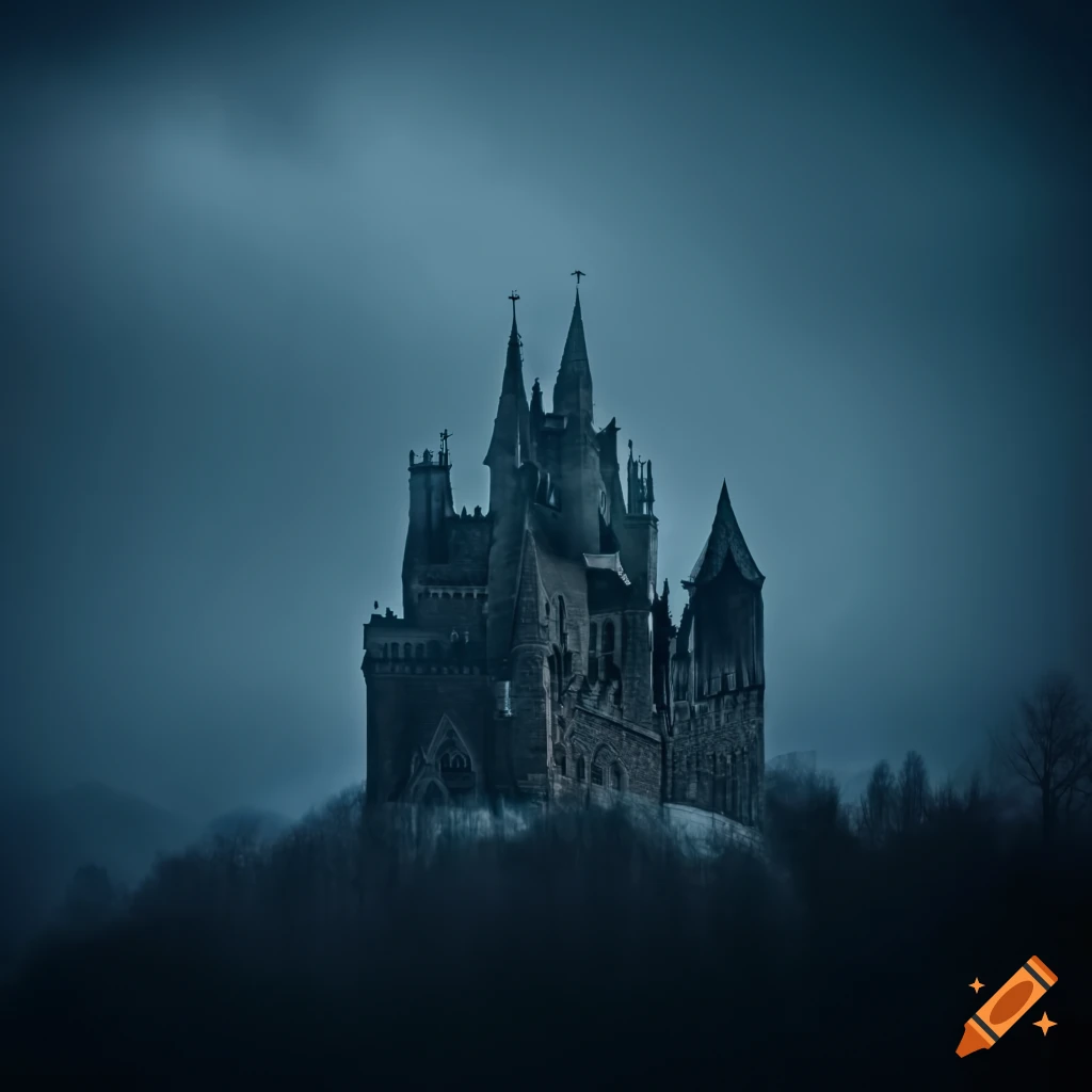 Gloomy gothic castle in a winter setting on Craiyon