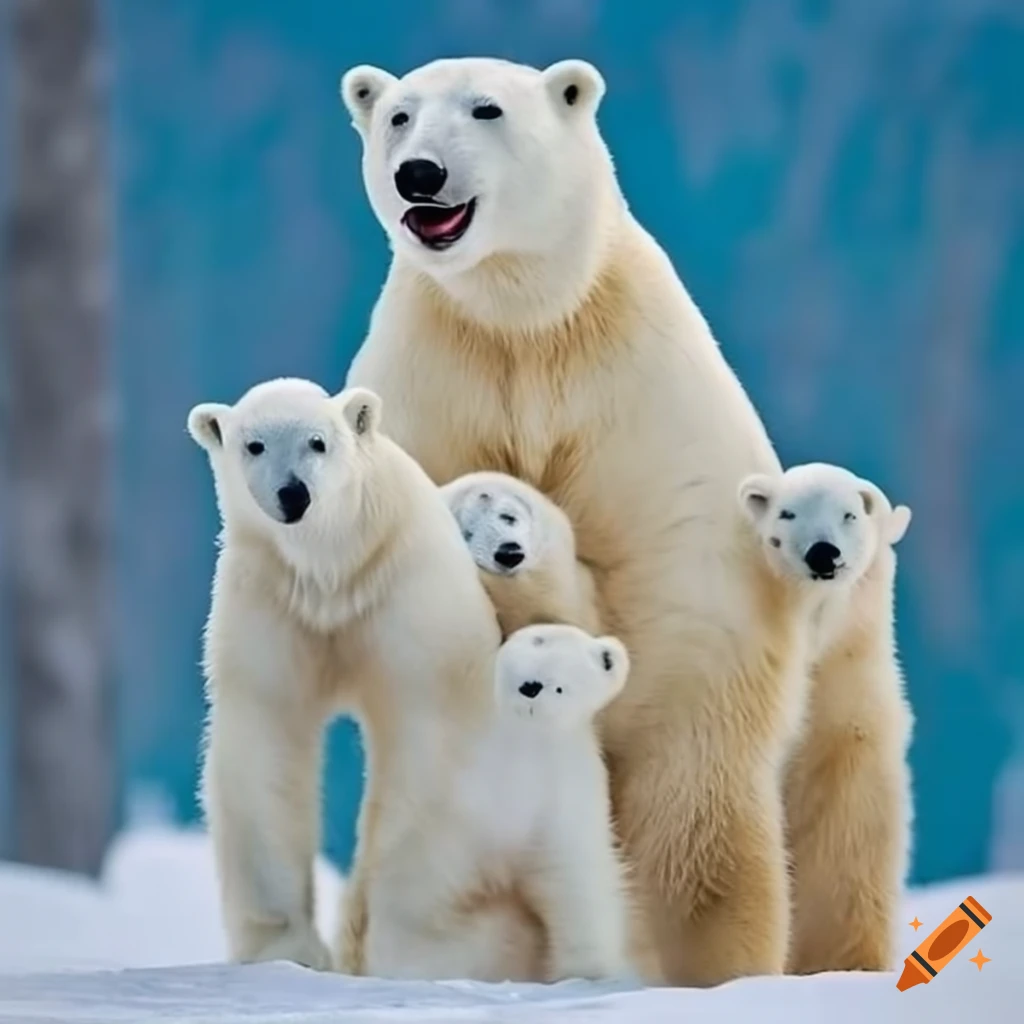 Happy polar bear family on Craiyon