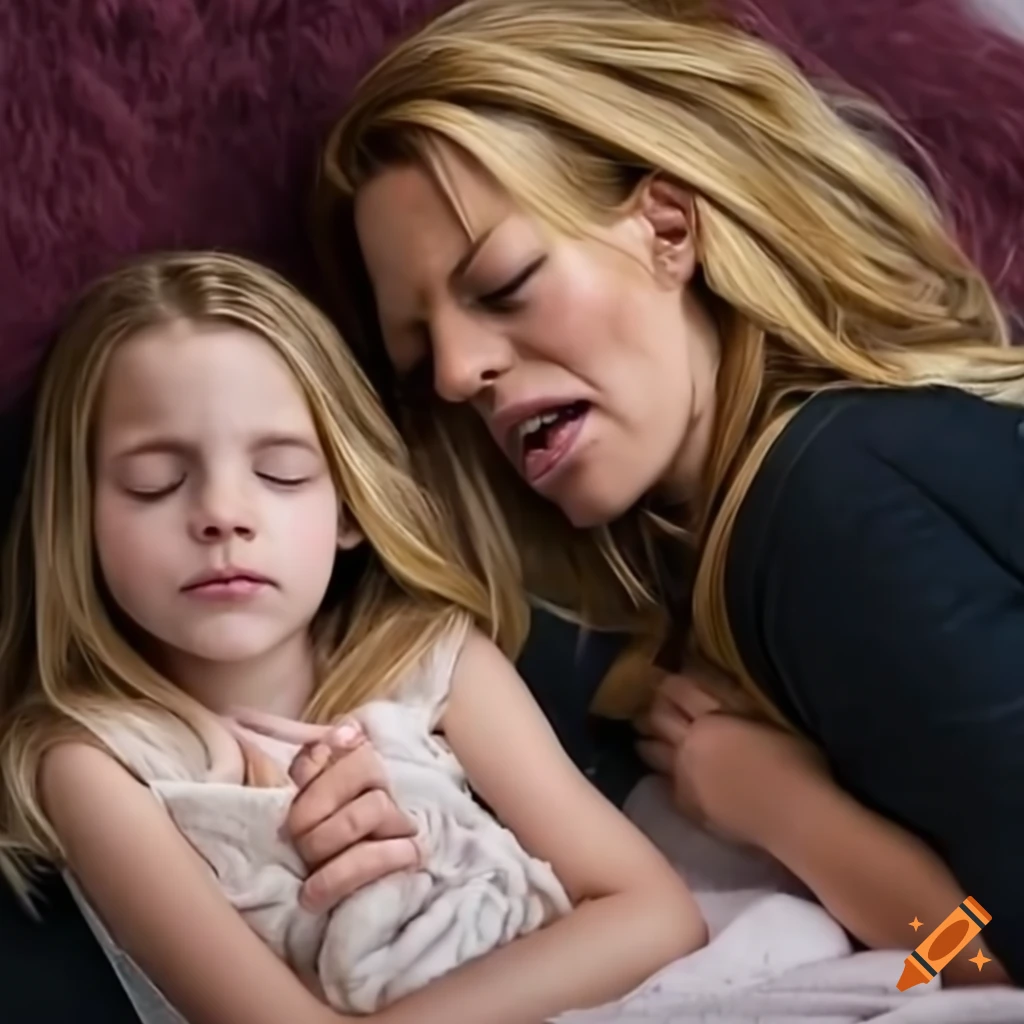 Jeri ryan and mckenna grace sleeping together under a fluffy blanket on ...