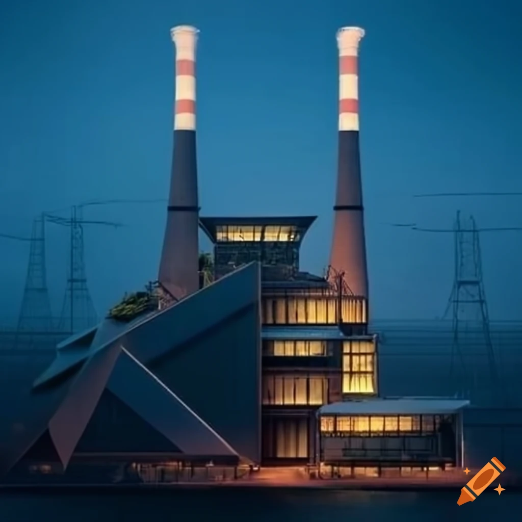 Intricate electrical power plant network with stunning architecture on ...