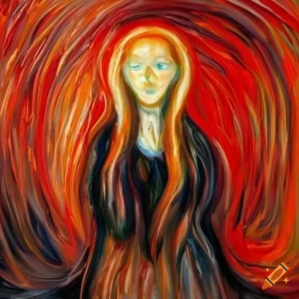 Abstract modern painting with red colors and high contrast on Craiyon