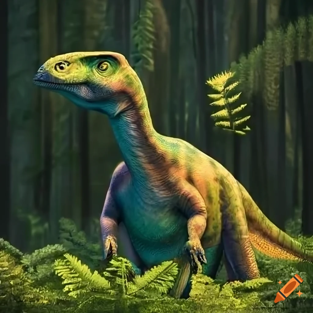 Duckbilled hadrosaur dinosaur with lizard-like color pattern and ...