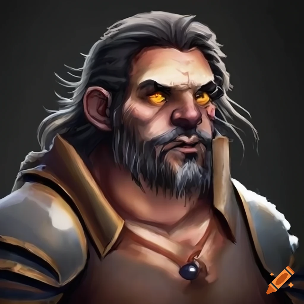 Sturdy dwarf with a long beard and expressive brown eyes on Craiyon