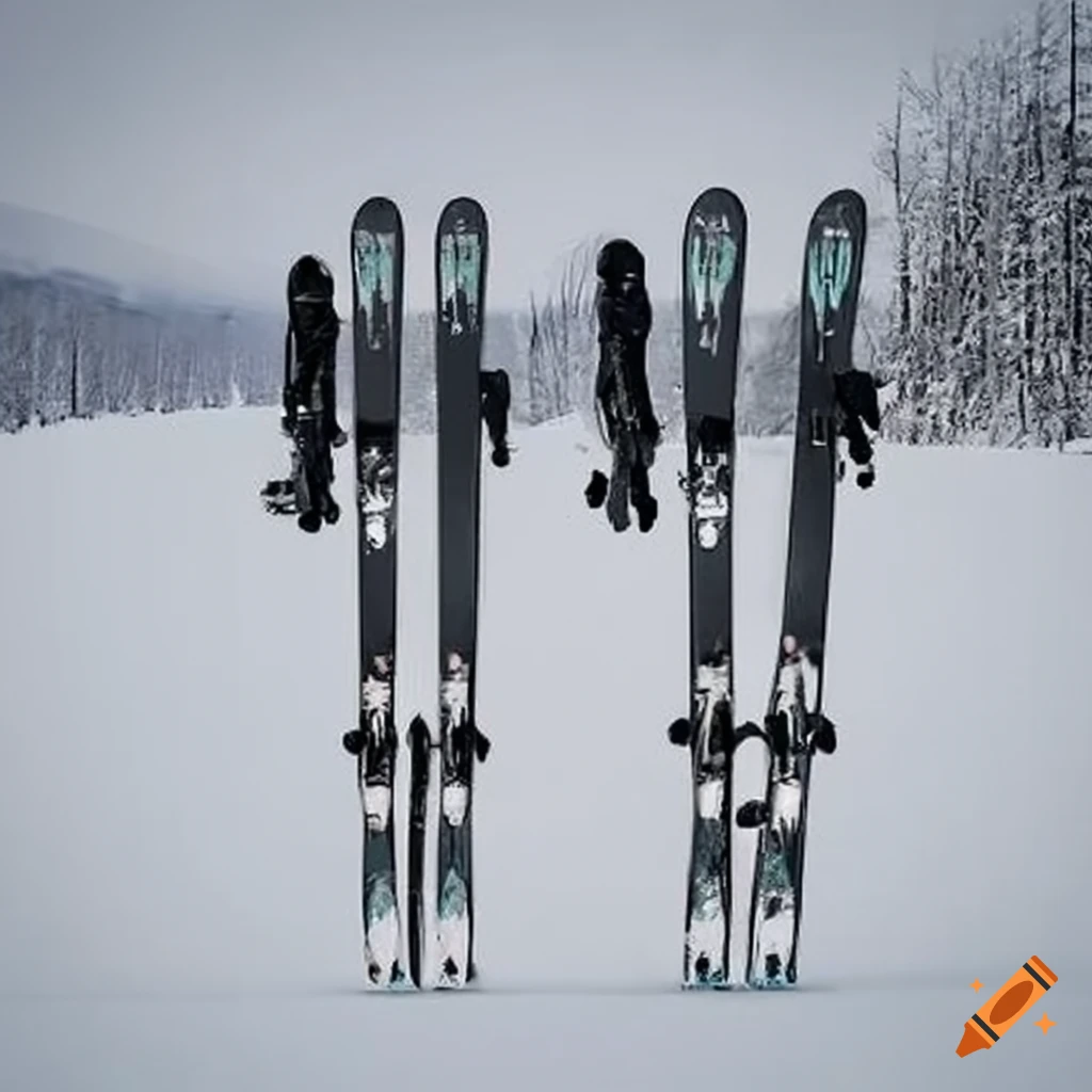 Compact folding skis for easy storage on Craiyon