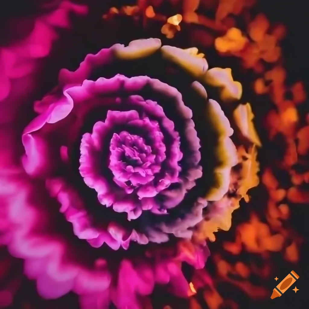 Colorful explosion of flowers on a pink background in high definition ...