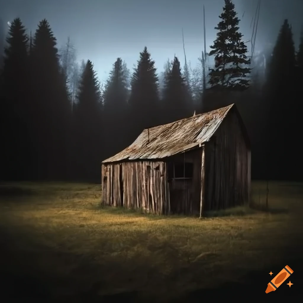 Muddy barn surrounded by a forest on Craiyon