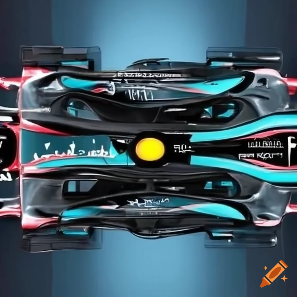 Formula 1 car viewed from above shaped like a watch on Craiyon