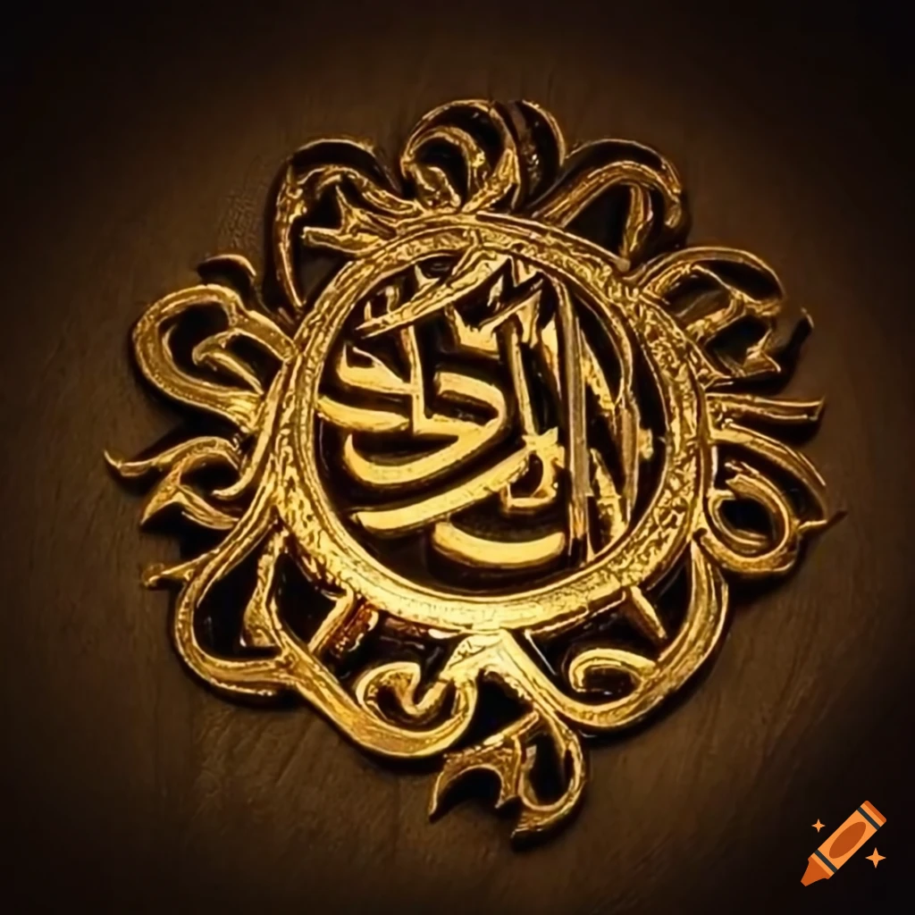 Arabic golden emblem with intricate engravings on Craiyon