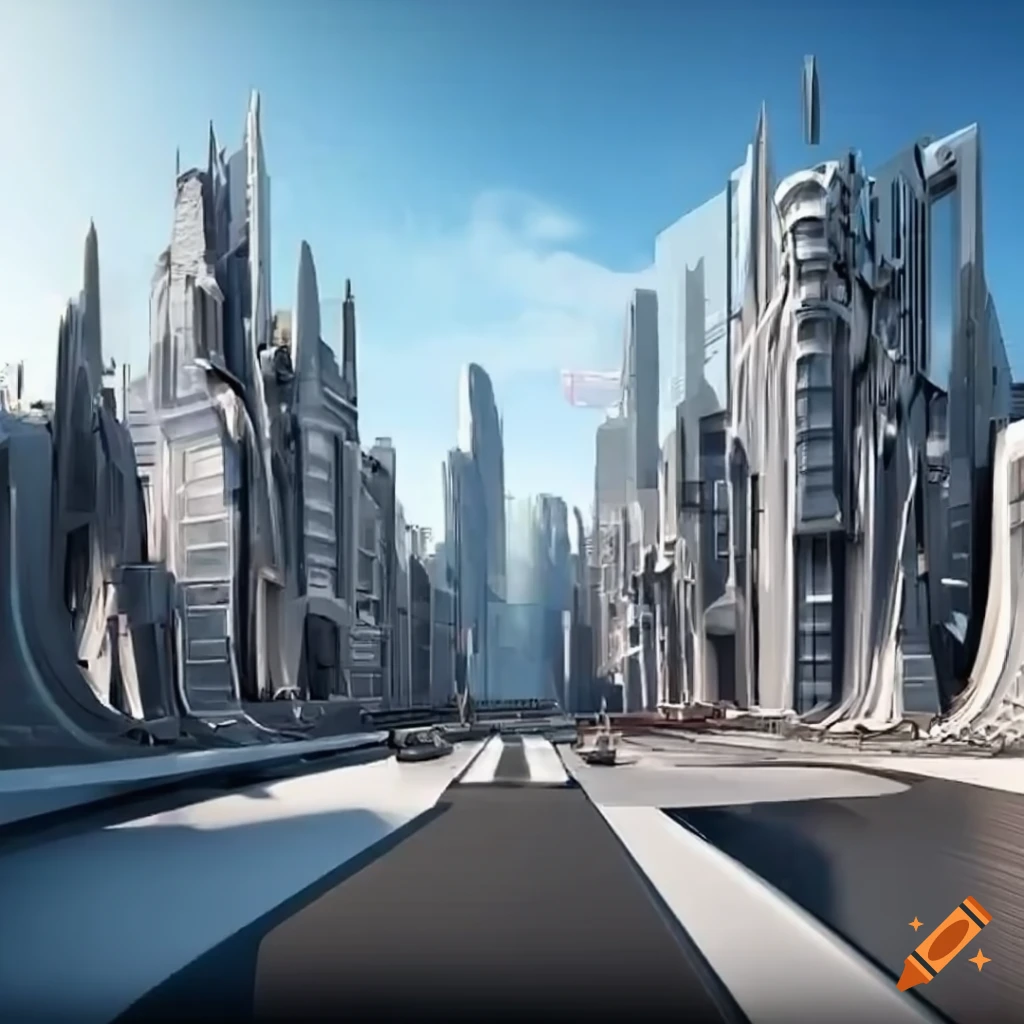 Futuristic city street view on Craiyon
