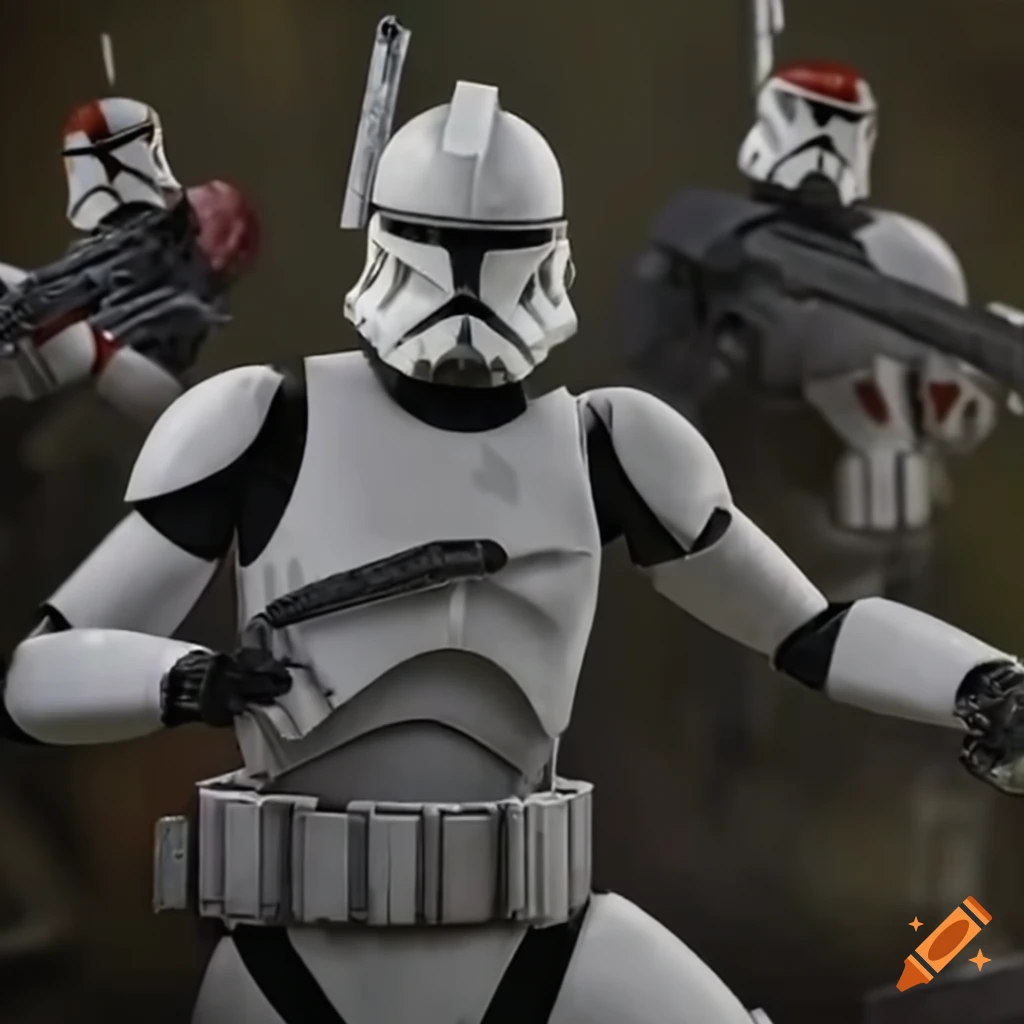 Clone troopers in battle on Craiyon