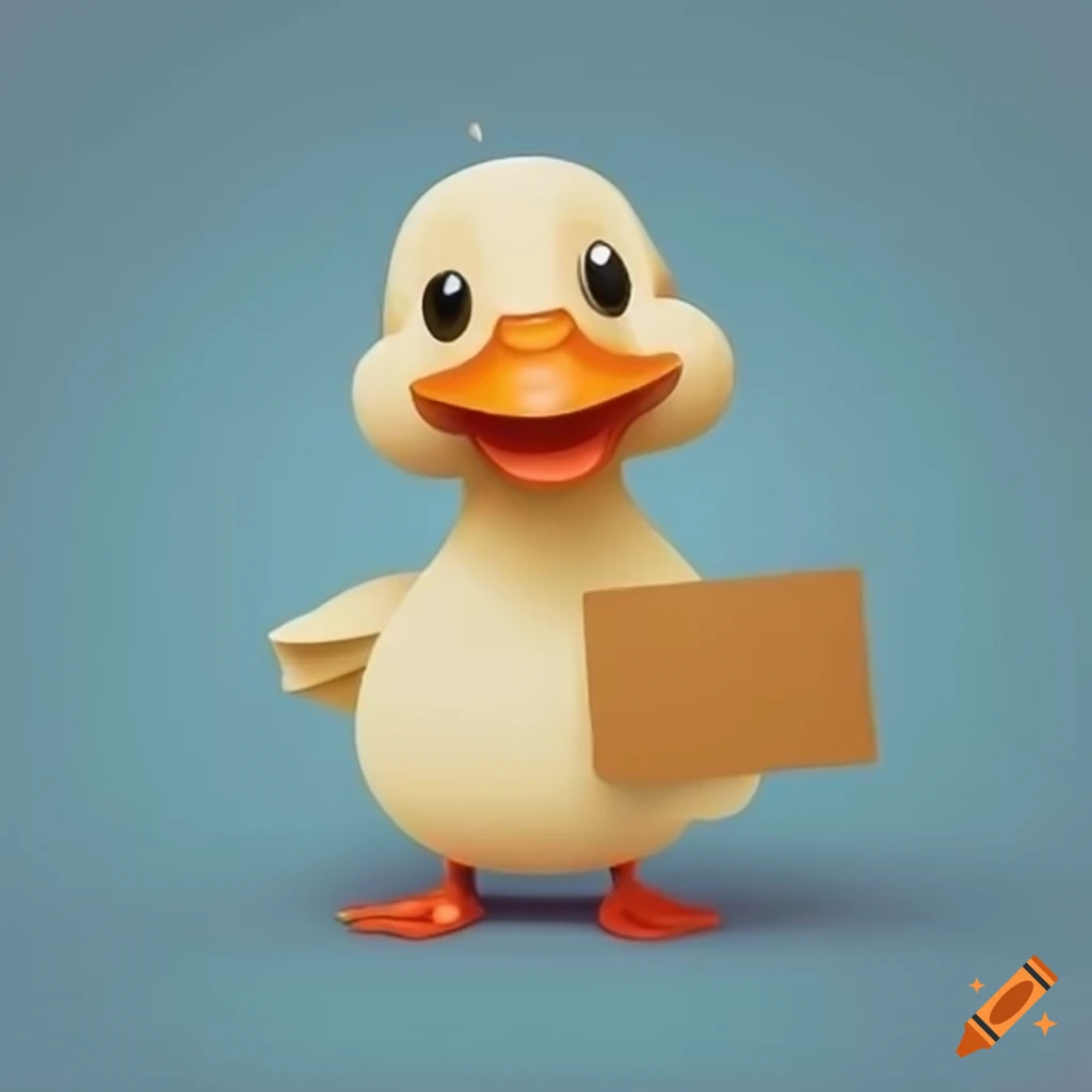Cute duck holding a wooden sign on Craiyon