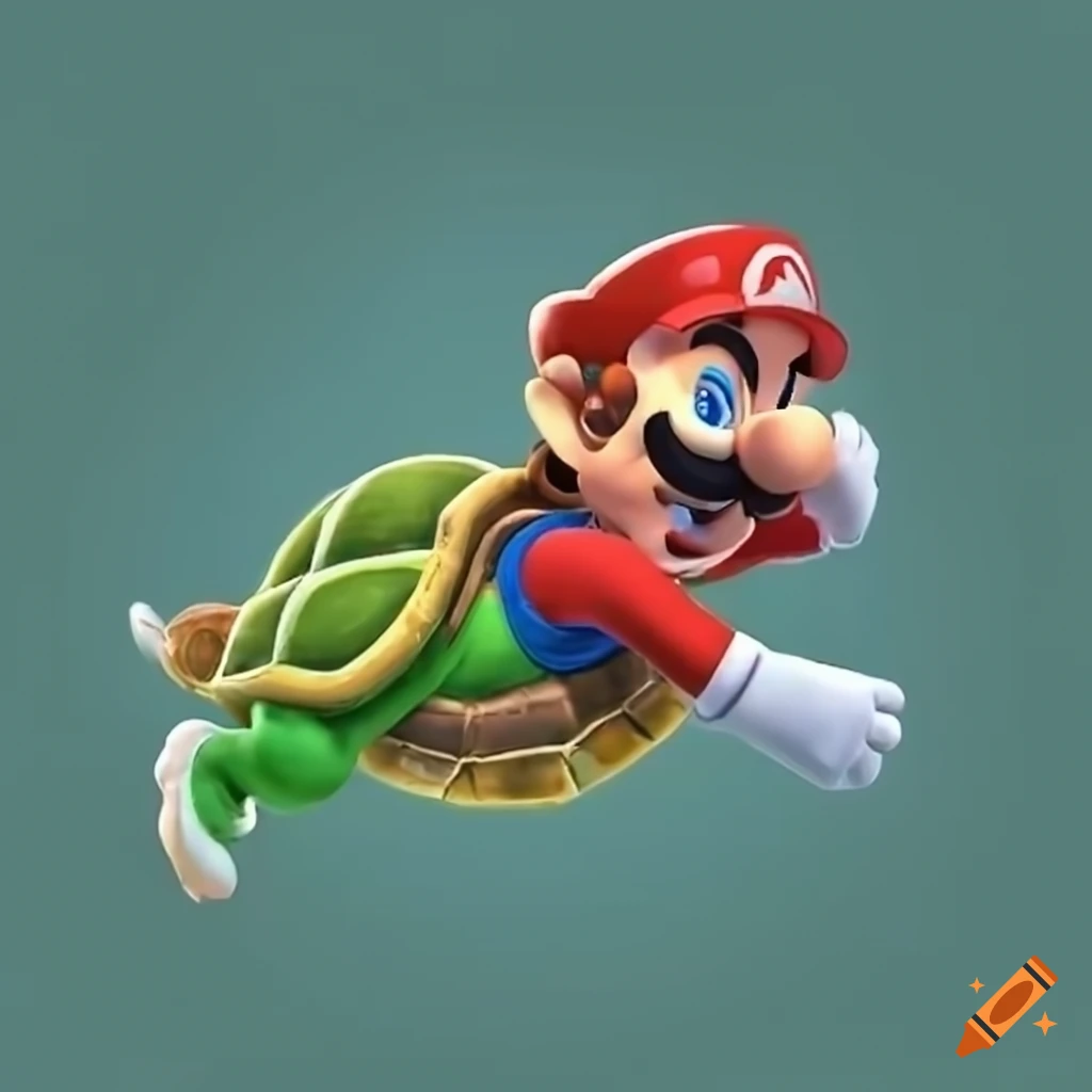 Super mario running on a turtle on Craiyon